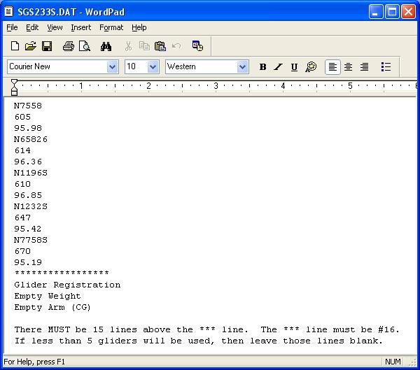 SGS 2-33 Weight and Balance Calculator